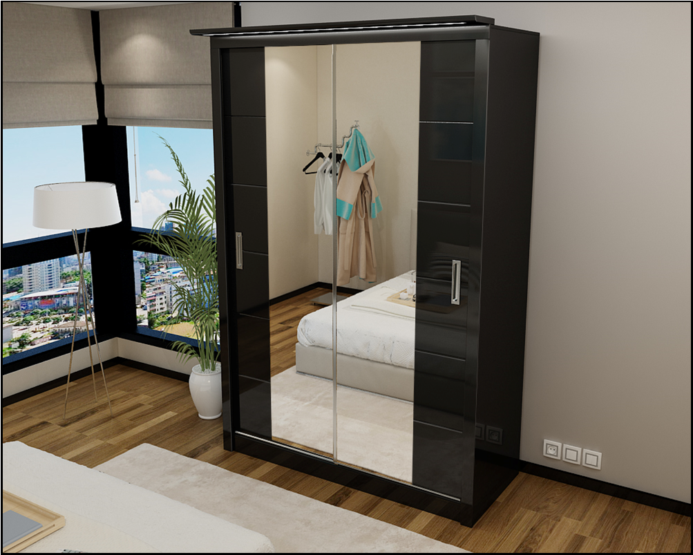 Madrid High Gloss Slider Wardrobe – M.S Furnishings